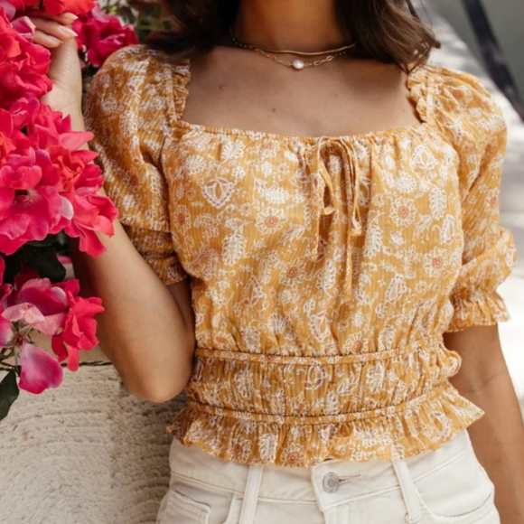 Lush | Tops | New Mirabel Blouse In A Mustard Color | Poshmark